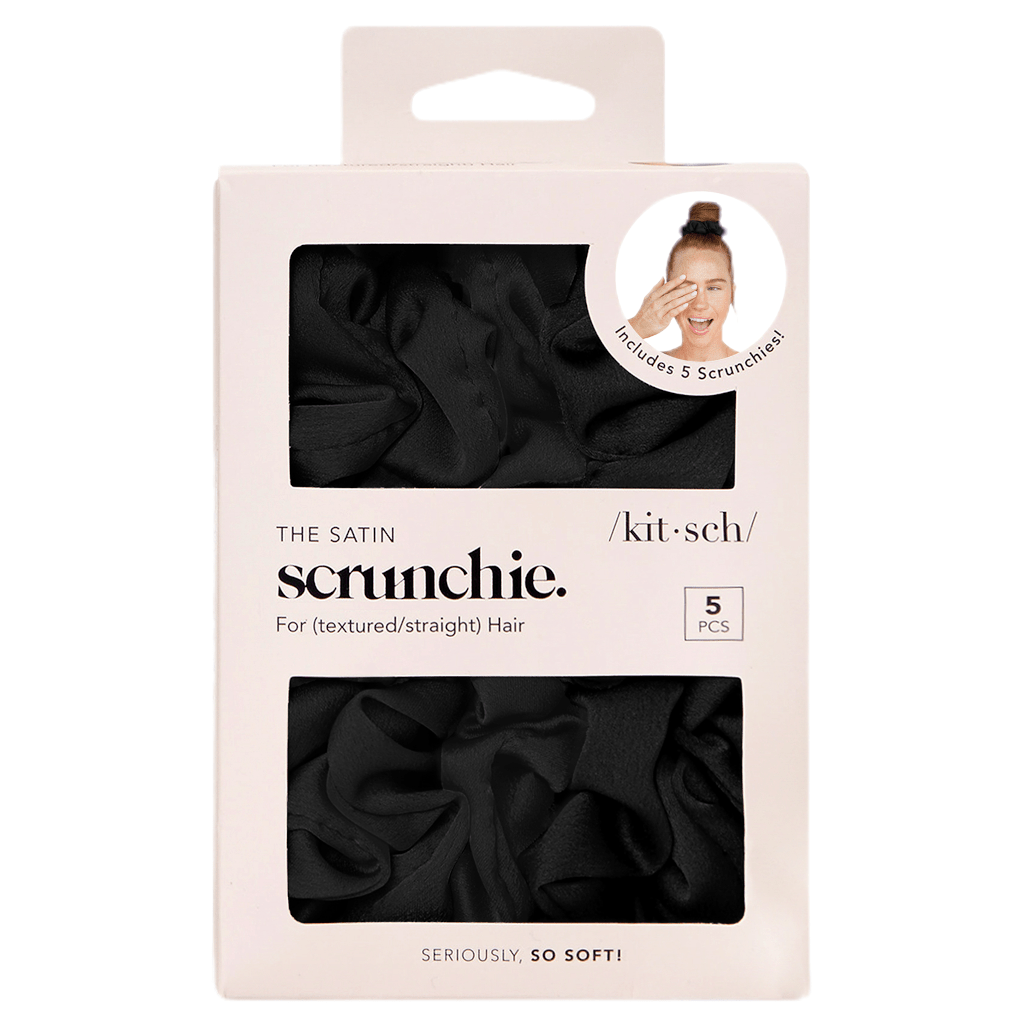 Kitsch Satin Sleep Scrunchies - Black NZ | Adore Beauty
