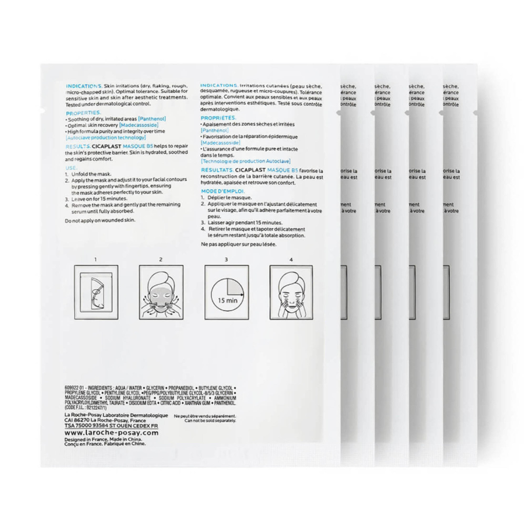 La Roche-Posay Cicaplast Mask B5 Sheet Masks 5 Pack 5x25g NZ | Adore Beauty