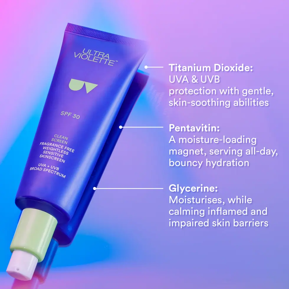 Ultra Violette Clean Screen Fragrance Free Sensitive Facial SKINSCREEN ...